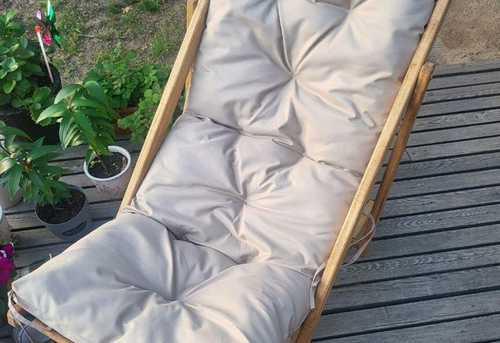 Кресло деревянное (шезлонг) с матрасом из оксфорда