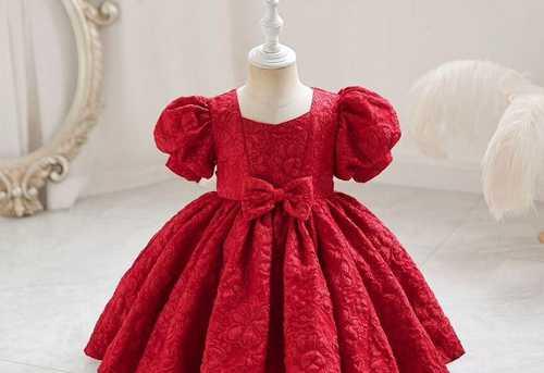 Нарядное красное платье для девочки от 98 до 128