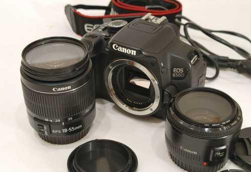 Сanon 650D фотоаппарат с объективом 18-55 и 50 1.8