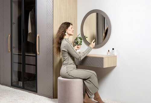 Туалетный стол с зеркалом капучино/плейн