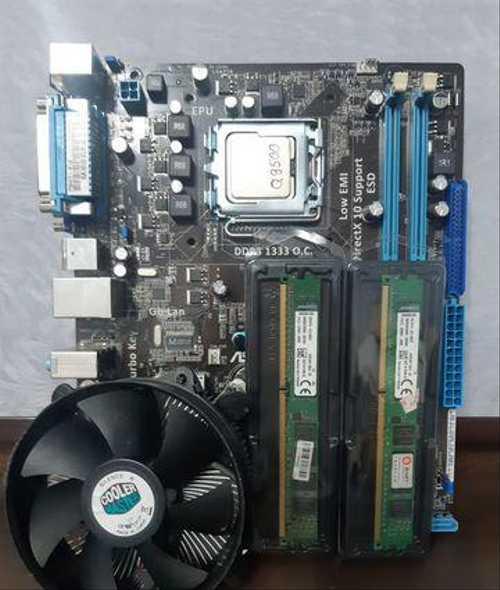 Материнская плата 775+Q9500+DDR3-8Gb+Кулер