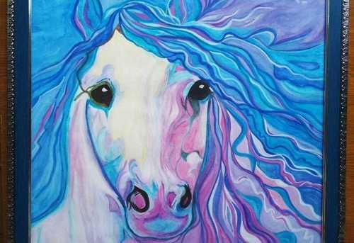 Лошадь в голубом и розовом