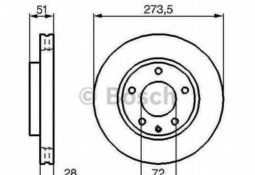 Диск тормозной передний Bosch, 0986479016