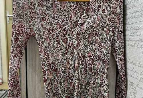 Блузка из жатки с принтом из цветов ретро, винтаж