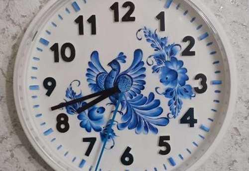 Часы настенные икеа, ручной росписи под Гжель
