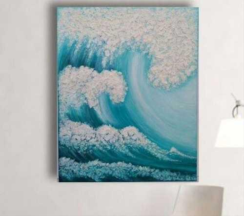 Картина ручной работы интерьерная Волна, море