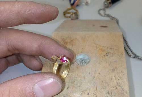 Кольцо из латуни со вставкой фианит