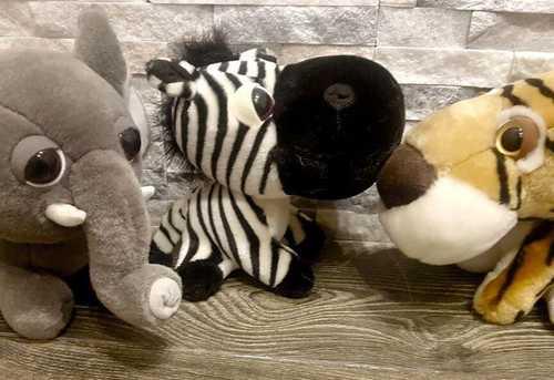 Мягкие игрушки Big Headz, слоник, тигр и зебра