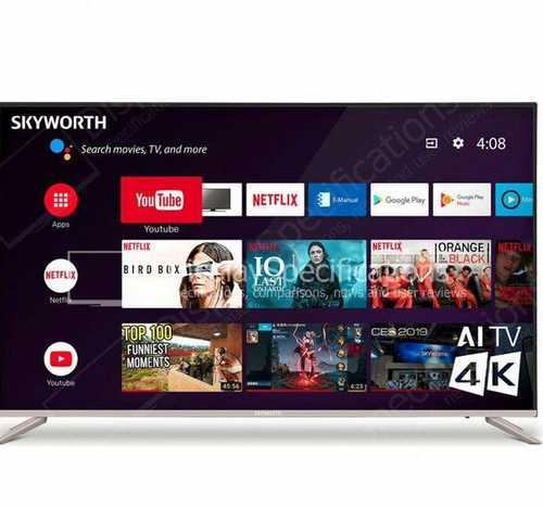 Телевизор 55" Skyworth 55G2A 4K AI TV Android 8.0