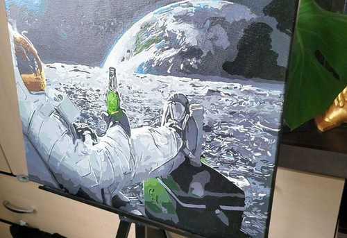 Картина акрилом космонавт