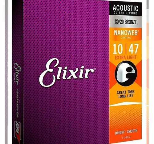 Струны для гитары Elixir 11002 NanoWeb Extra Light