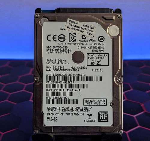 Жесткий диск 750Gb/2.5"/5400/Hitachi/5K750-750