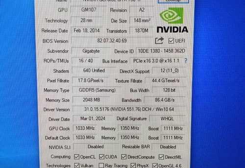 Видеокарта gtx750 ti 2 gb