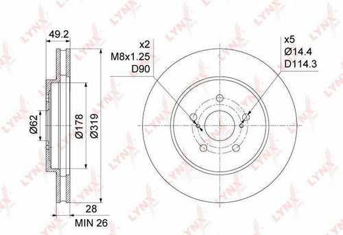 Lynxauto BN-1163 Диск тормозной перед