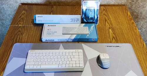 Белый комплект A4tech клавиатура мышь коврик