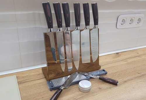 Кухонные ножи с рисунком дамасской стали