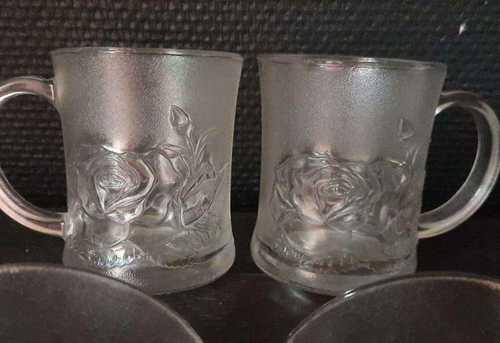 Кружки бокалы Роза богемское стекло Чехия штучно