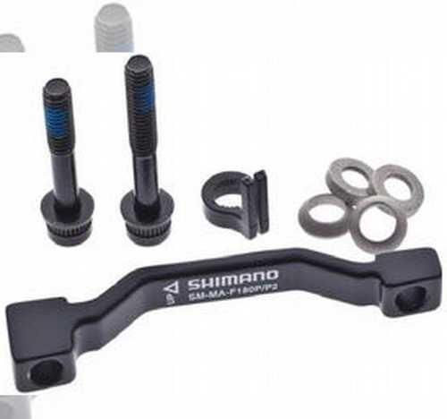 Адаптер диск торм Shimano, SM-MA-F180P/P2, болты:коротк. (1шт)  длин.(1шт), стоп. кольца (2шт) перед