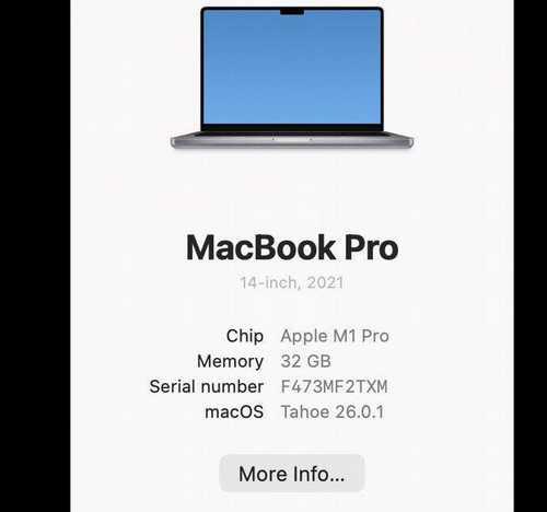MacBook Pro 14 (2021) — M1 Pro / 32 гб / 512 гб
