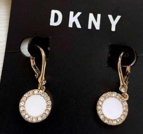 Новые серьги Dkny белая эмаль оригинал