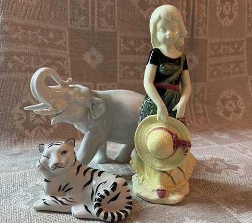 Фарфоровые Слон, Девушка с шляпой, Тигрёнок