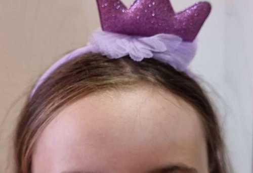 Ободок (обруч) для волос с короной фиолетовый