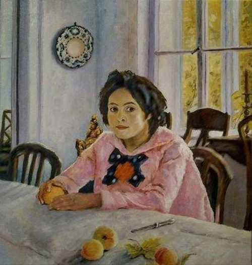 Картина маслом на холсте Девочка с персиками