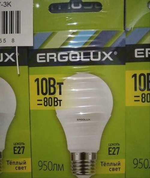 Лампа Ergolux LED 10W A60 220V E27 тёплый свет