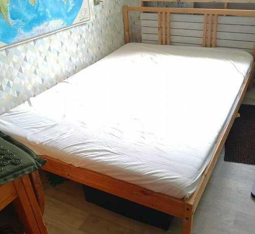 Кровать IKEA фьельсе 140x200 реечное дно + матрас