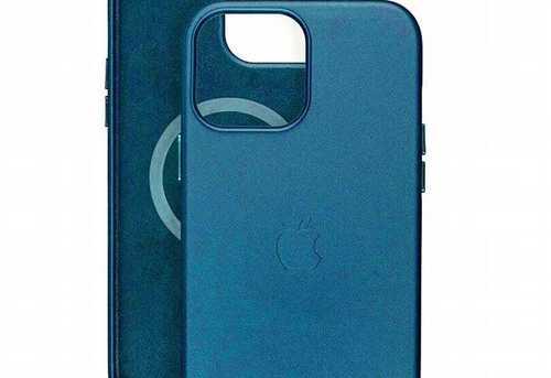Чехол для iPhone 13 Leather Case с MagSafe (голубо