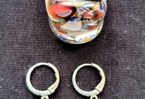 Комплект Муранское стекло, серьги и кольцо