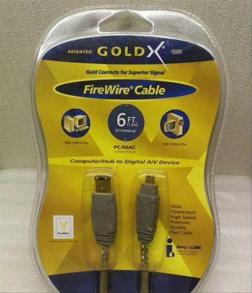 Кабель FireWire 6 pin - 4 pin 1.8М GoldX