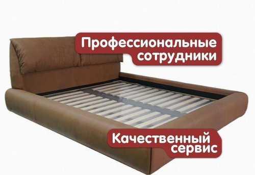 Дизайнерская кровать двуспальная с кожаной отделко