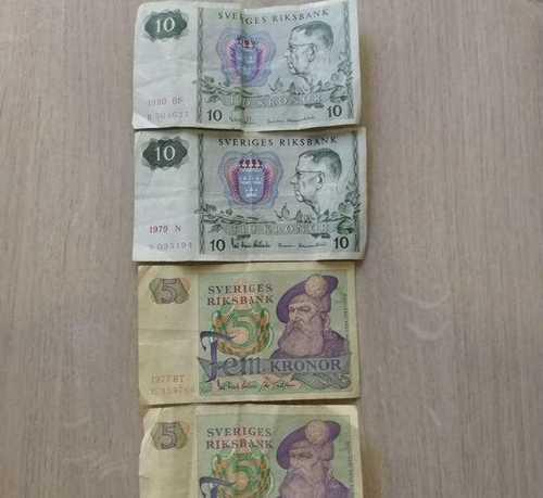 Банкноты Швеция 10 крон и 5 крон