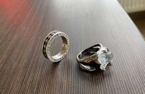Серебро кольцо Chrome Hearts + кольцо с камнем