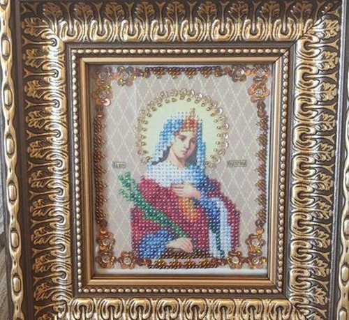 Икона, вышитая бисером Св. мученица Екатерина
