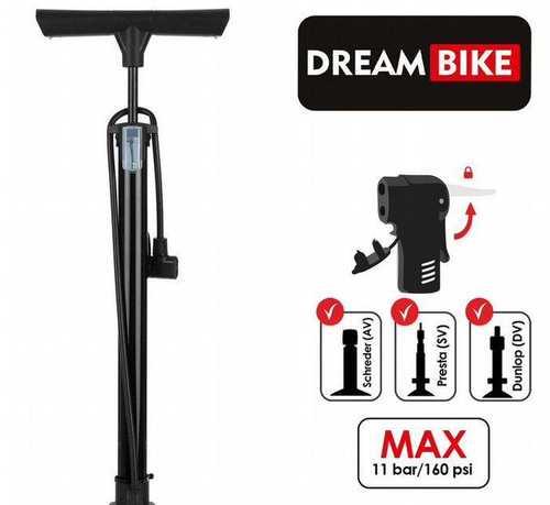 Насос велосипедный напольный Dream Bike, цвет чёрн