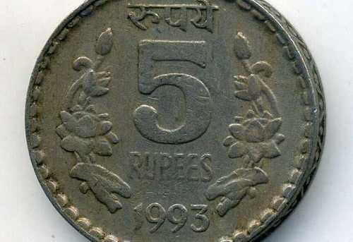 Монета Индия 5 рупий 1993 год