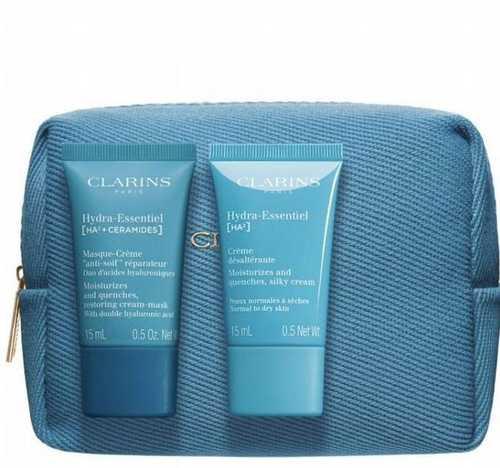 Clarins набор с косметичкой крем 15мл  маска 15мл