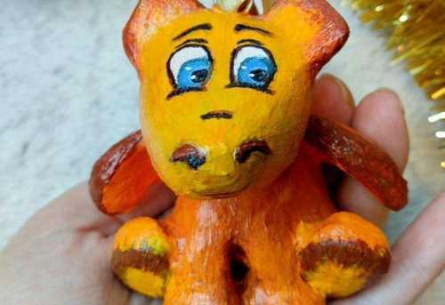 Елочная игрушка дракон оранжевый