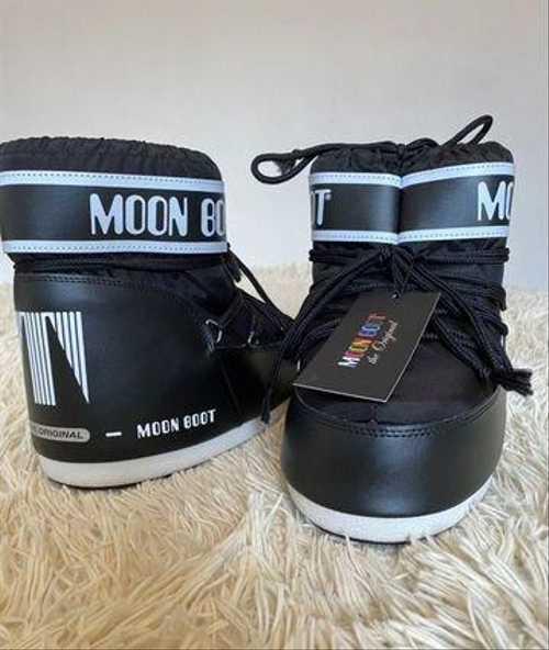 Луноходы Moon Boot низкие черные мунбуты женские