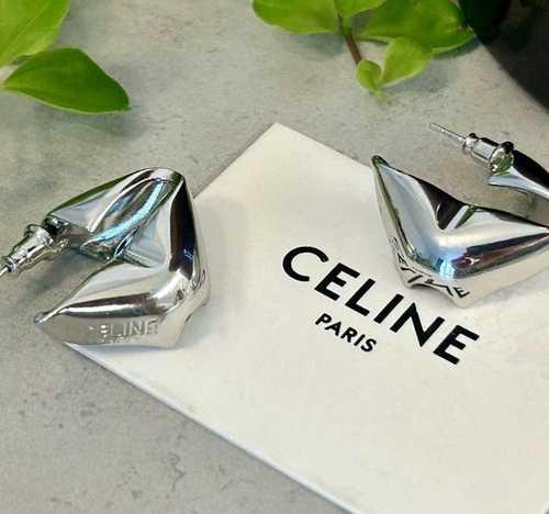 Серьги конго Celine мятый металл