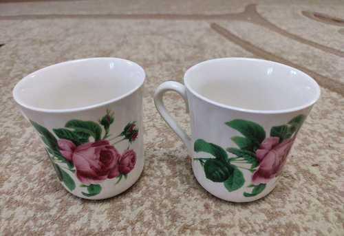 Чашки Дружковского фарфорового завода с розами