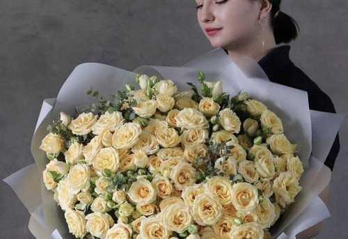 Розы кустовые пионовидные Букеты цветы доставка