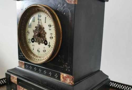 Антикварные часы каминные мрамор Франция