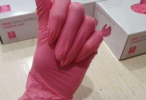 Перчатки нитриловые 100шт S розовые