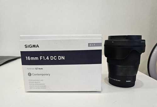 Объектив Sigma 16 mm, f1,4 DC DN (sony e)