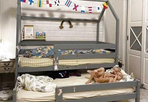 Детская кровать с выдвижным механизмом 2х местная