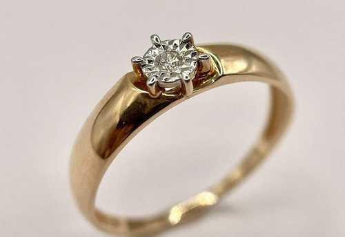 Кольцо золотое с бриллиантом 18 р (Lenina)