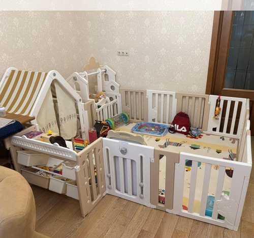 Манеж unix kids DeLuxe House Camel 150*180 с игров